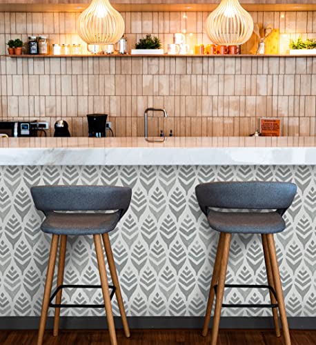Grey Leaf Wallpaper Peel and Stick Wallpaper for Bedroom Bathroom Boho Contact Paper for Cabinets Bathroom Removable Wallpaper Self Adhesive Modern Waterproof Vinyl Wallpaper Kitchen 17.3‘’×78.7‘’