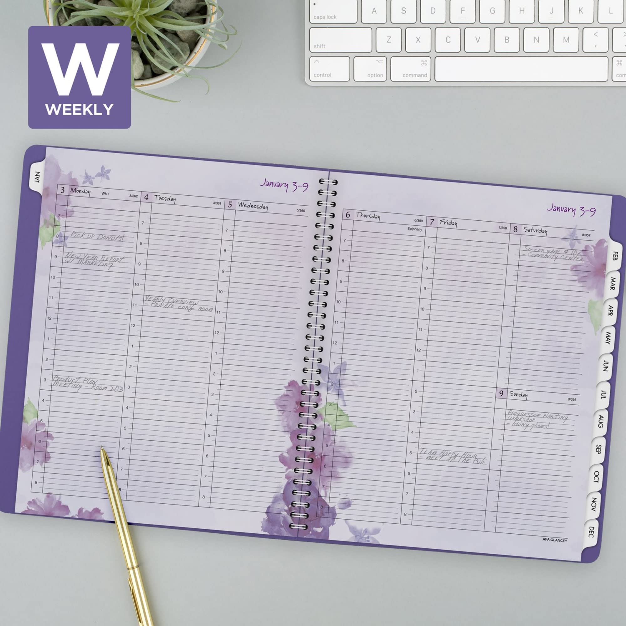 AT-A-GLANCE 2022 Weekly & Monthly Appointment Book & Planner by AT-A-GLANCE, 8-1/2" x 11", Large, Beautiful Day, Lavender (938P-905)