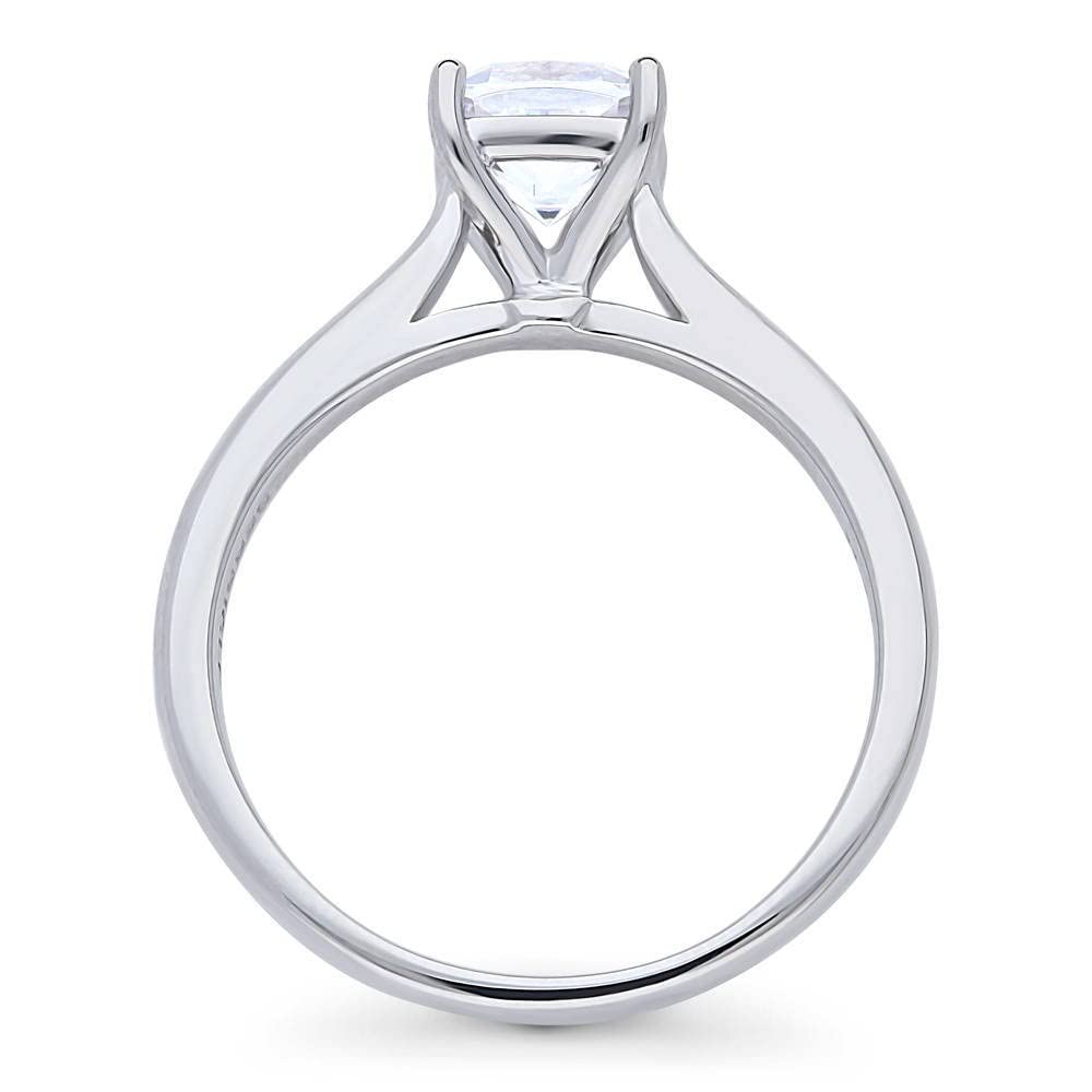 BERRICLE Sterling Silver Solitaire Wedding Engagement Rings 1.25 Carat Cushion Cut Cubic Zirconia CZ Promise Ring for Women, Rhodium Plated Size 9
