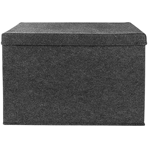 Sammy & Lou Charcoal Felt Toy Box; Collapsible; Two Handles; Hinged Lid; 22 in x 14.5 in x 15 in