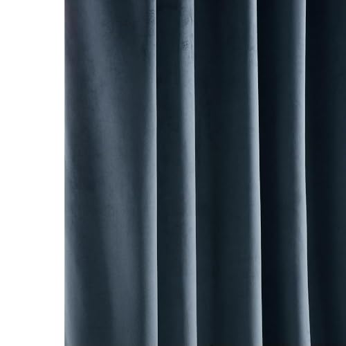 HPD Half Price Drapes Heritage Plush Velvet Curtains 96 Inches Long Room Darkening Curtains for Bedroom & Living Room 50W x 96L, (1 Panel), Avalon Blue