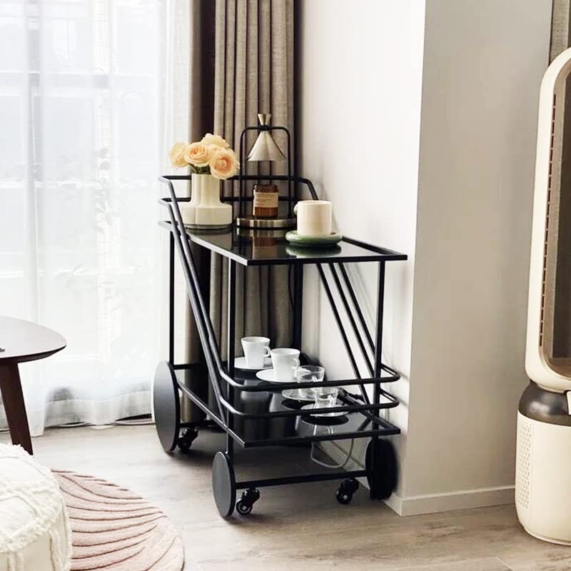 BHVXW Iron Dining Car Office Tea Cart Showroom Hotel Wine Station Home Dining Glass Shelf