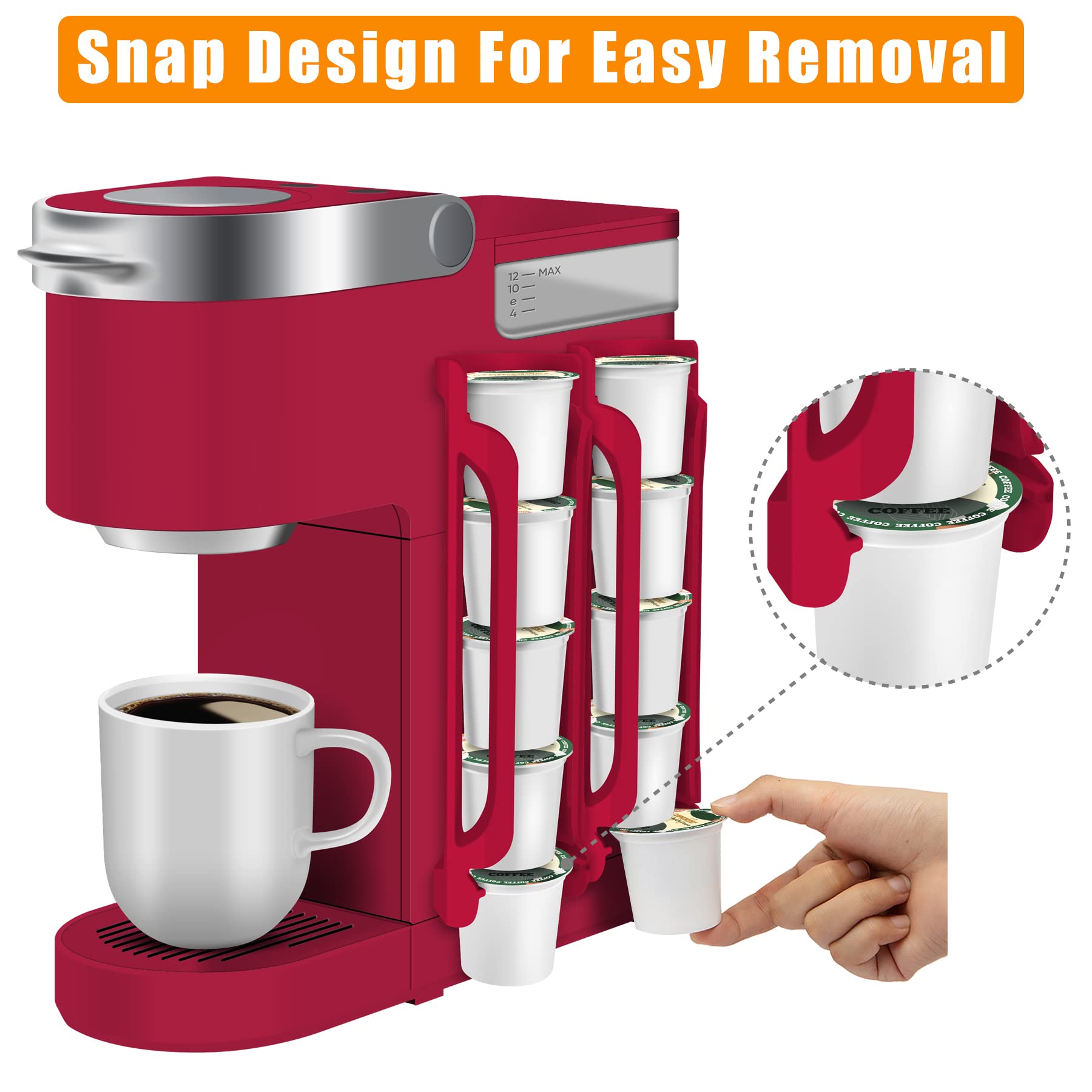 YEMOTTS K Cup Holder for Keurig: Coffee Pod Holder for K-cups - Side Mount K Cup Storage for Small Space - 2 Rows for 10 Kcups Black
