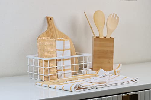 LANE LINEN Kitchen Towels Set - Pack of 6 Cotton Dish Towels for Drying Dishes, 18βx 28β, Kitchen Hand Towels, Tea Towels, Premium Dish Towels for Kitchen, Quick Drying Kitchen Towel Set - Yellow