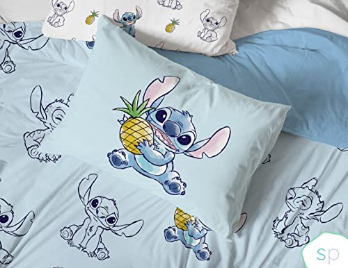 Saturday Park Disney Lilo & Stitch Watercolor Vibes Twin Bed Set - 5 Piece 100% Organic Cotton Bedding - GOTS & Oeko-TEX Certified (Disney Official)