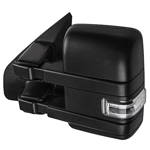 FEIPARTS Tow Mirrors Towing Mirrors Fit for 2004-2014 for Ford for F-150 Pickup Truck Towing Mirrors with Left Right Side Turn Signal Indicator Power Adjusted Heated Puddle Light with Black Housing