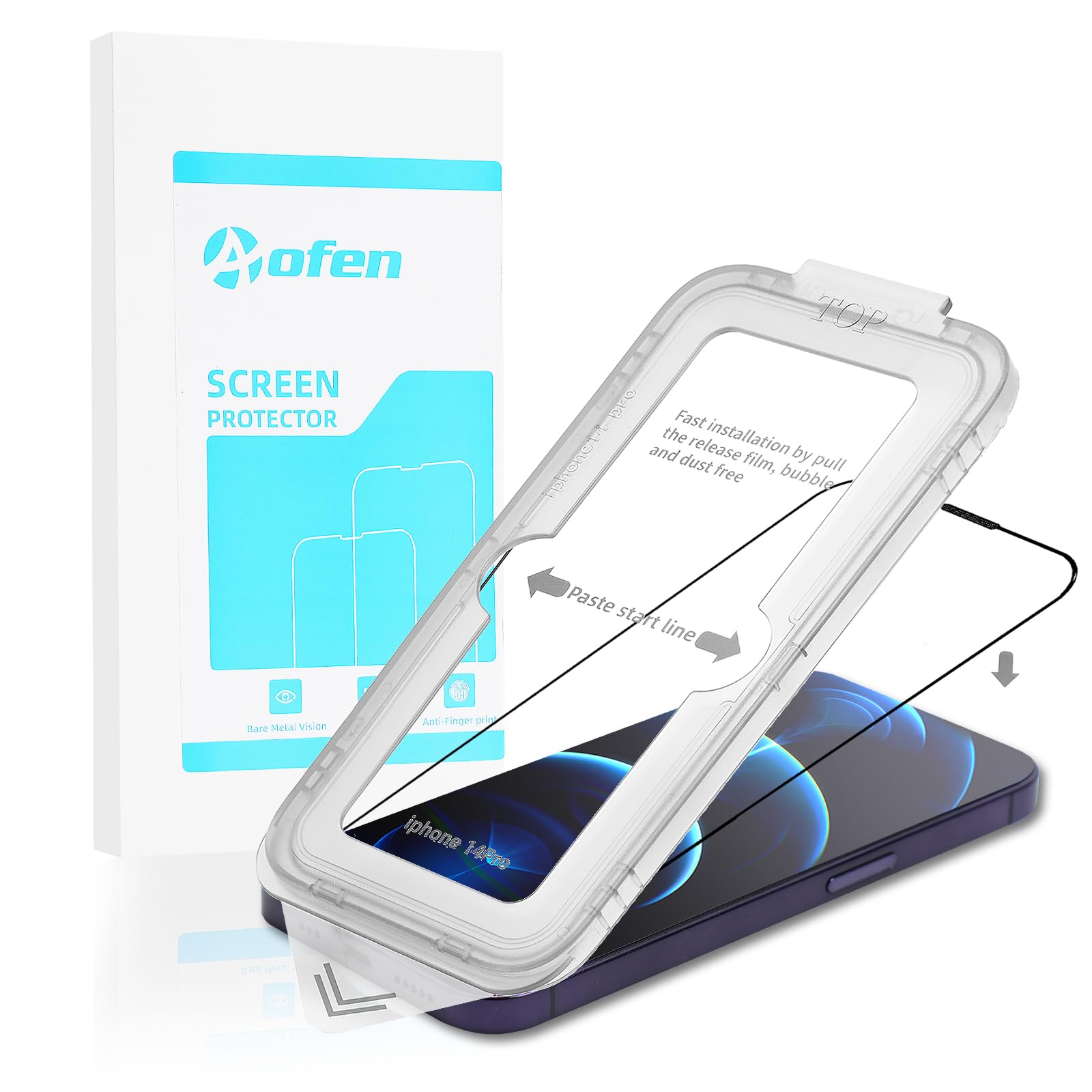Aofen for iPhone 13 Pro Max/iPhone 14 Plus 6.7" Screen Protector, [with Auto Alignment Kit] Ultra HD Tempered Glass Screen Protector Film, Bubble Free/Dust Proof/Anti-Fingerprint/Full Coverage Edge