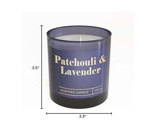 RAKLE Candles for Home Scented – Patchouli Lavender Scented Candle 7.4 oz – Premium Soy Wax Blend Candle Jar with Lid for Home, Meditation, Aromatherapy – Delightful Long Lasting Scents