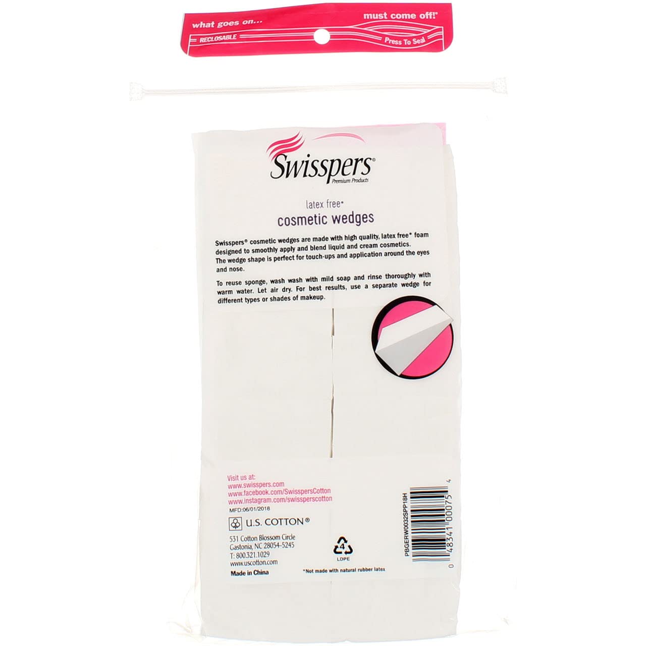 Swisspers Cosmetics Wedges 32 Count (Latex-Free) (2 Pack)