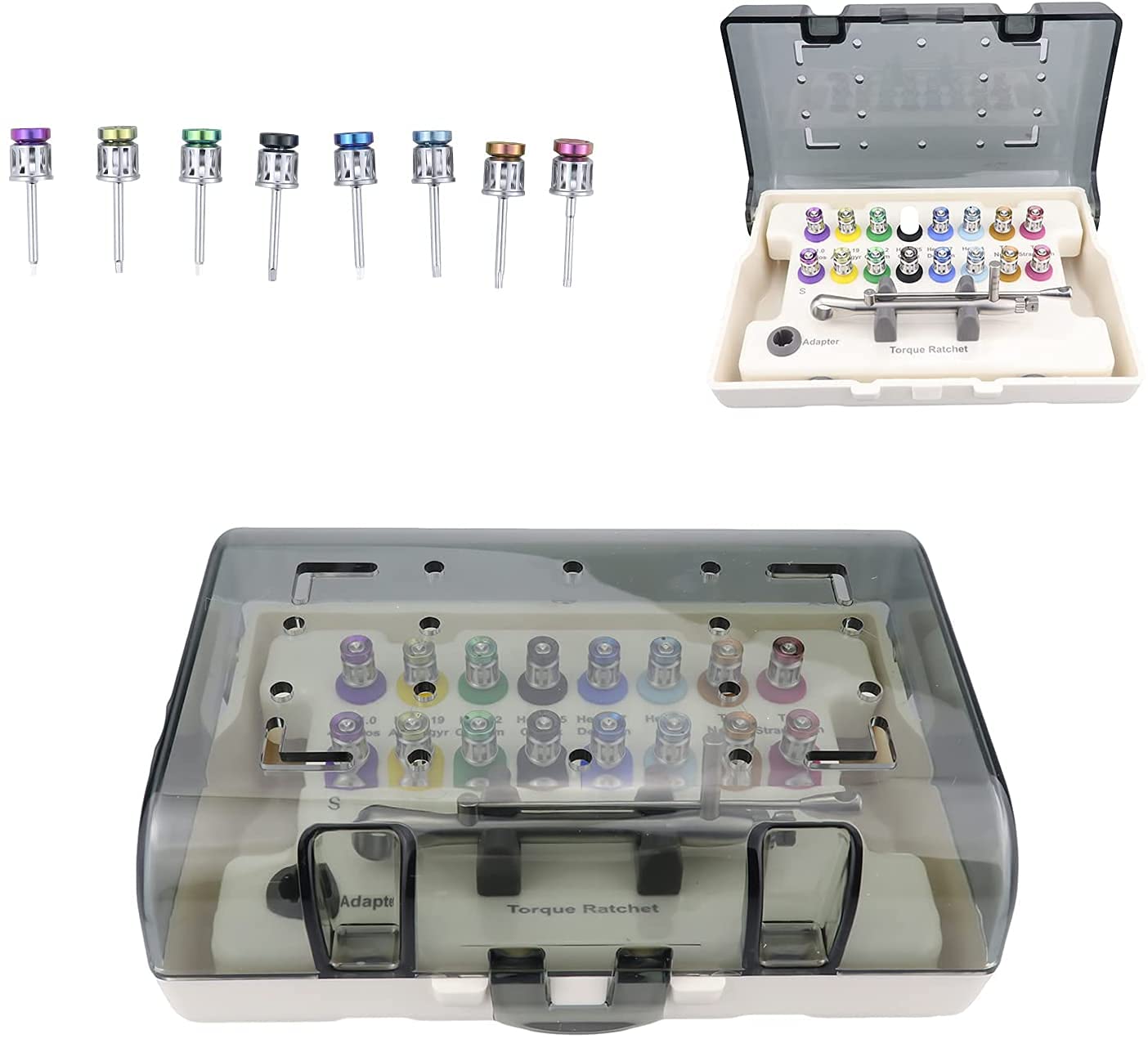 BONEW Global Universal Implant Screw Drivers Repair Tool Kit Screwdrivers Colorful Prosthetic Kit Torque Wrench 16pcs for a Set