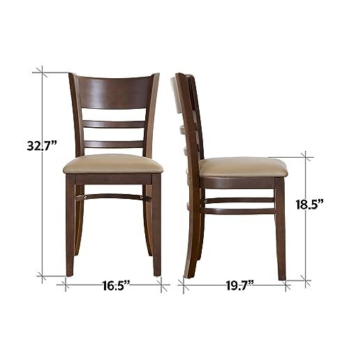 Livinia 5 Piece Cabin Wooden Dining Room Table Set with 4 Ladder Back Chairs (Walnut)
