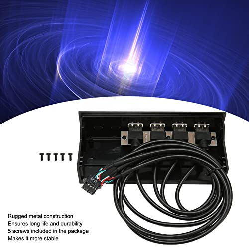 DAUERHAFT USB2.0 Hub Front Panel, 5.25 Inch Multifunctional 4 Ports Front Panel 19 Pin for 5.25 Inch PC Computer Case