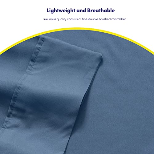 King Size Bed Sheets - 6 Piece 1500 Supreme Collection Fine Brushed Microfiber Deep Pocket King Sheet Set Bedding - 2 Extra Pillow Cases, Great Value, King, Denim