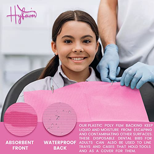 Dental Bib(125 Pack) – Pink Dental Bibs Disposable – Multipurpose & Waterproof Tattoo Bibs – Soft & Flexible Pink Bibs for Dental Tray Covers – 3-Layer Protection Nail Napkins for Acrylic (Pink)