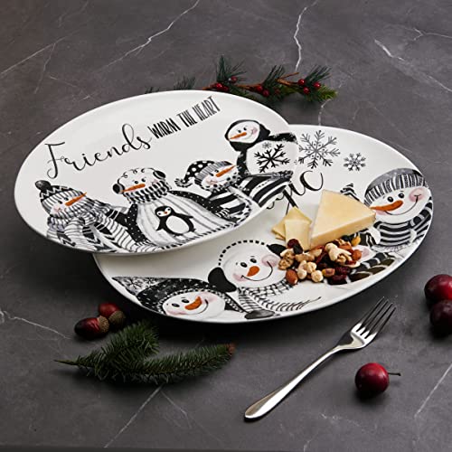 Fitz and Floyd Snow Days Snowman Serving Platter, 16 Inch, Multicolored