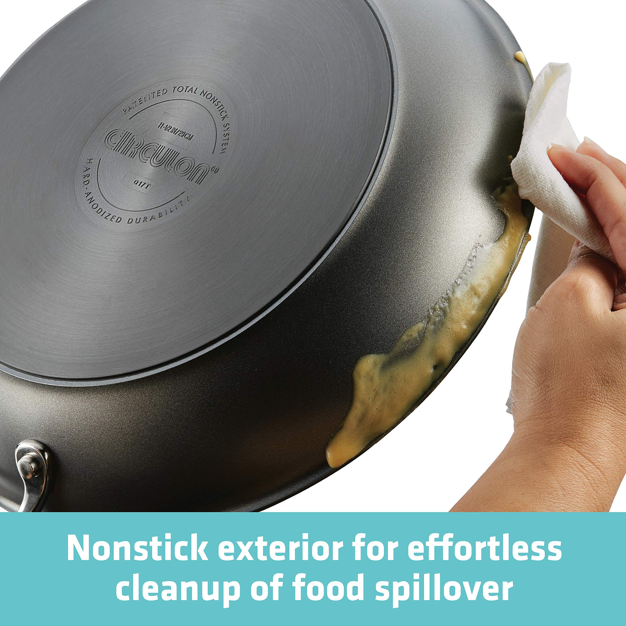 Circulon 81401 14" Helper Handle Hard Anodized Aluminum Skillet, 14 Inch, Oyster Gray