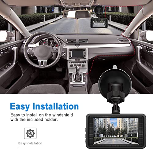 Dash Cam 720P Full HD, On-Dashboard Camera Video Recorder Dashcam for Cars with 3" LCD Display, Night Vision, WDR, Motion Detection, Parking Mode, 120° Wide Angle