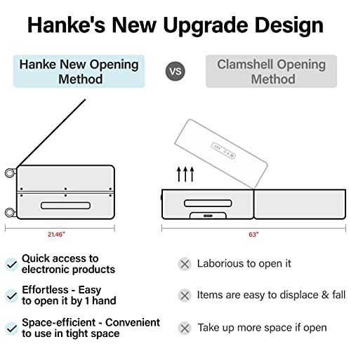 Hanke 20 Inch Carry On Luggage with Front Pocket Aluminum Frame (Can Not Open in The Middle) Hard Shell Suitcases with Wheels Rolling Luggage Suitcase with Lock Travel Luggage for Weekender-Smoke White