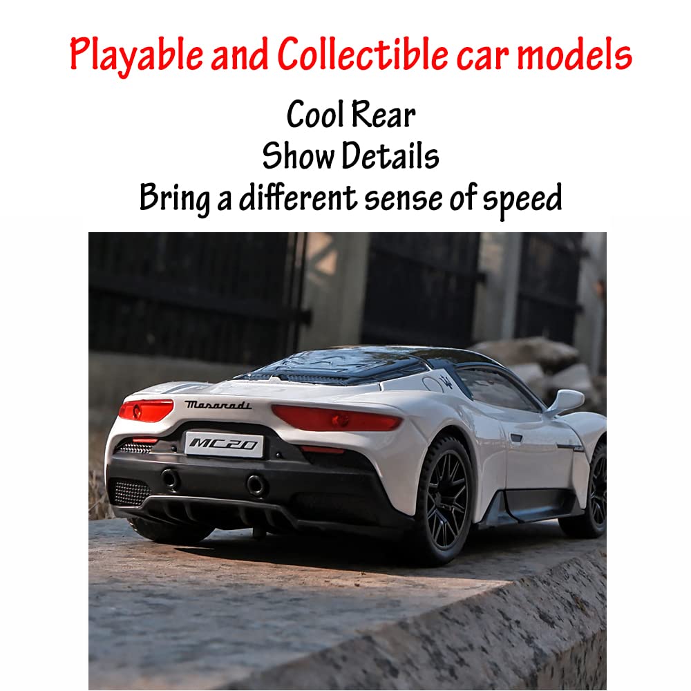 Toy Cars Model MC20 Alloy Collectible Pull Back Vehicles Diecast with Light&Sound (White)