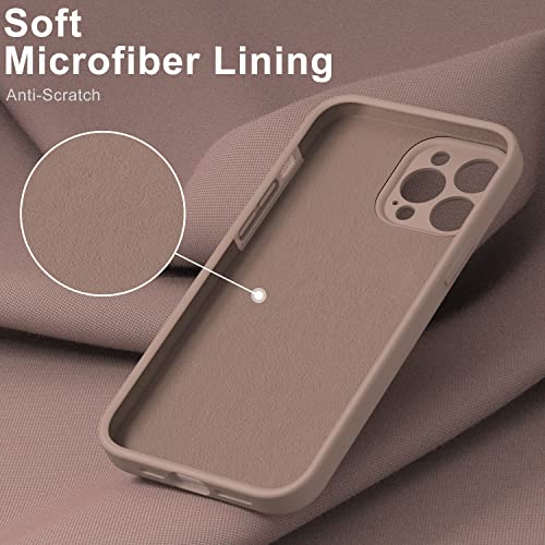 DEENAKIN Compatible with iPhone 14 Pro Max Case - Enhanced Camera Protection and Screen Protector - Liquid Silicone Cover - Slim Fit Protective Phone Case 6.7”for Women Girls - Light Brown