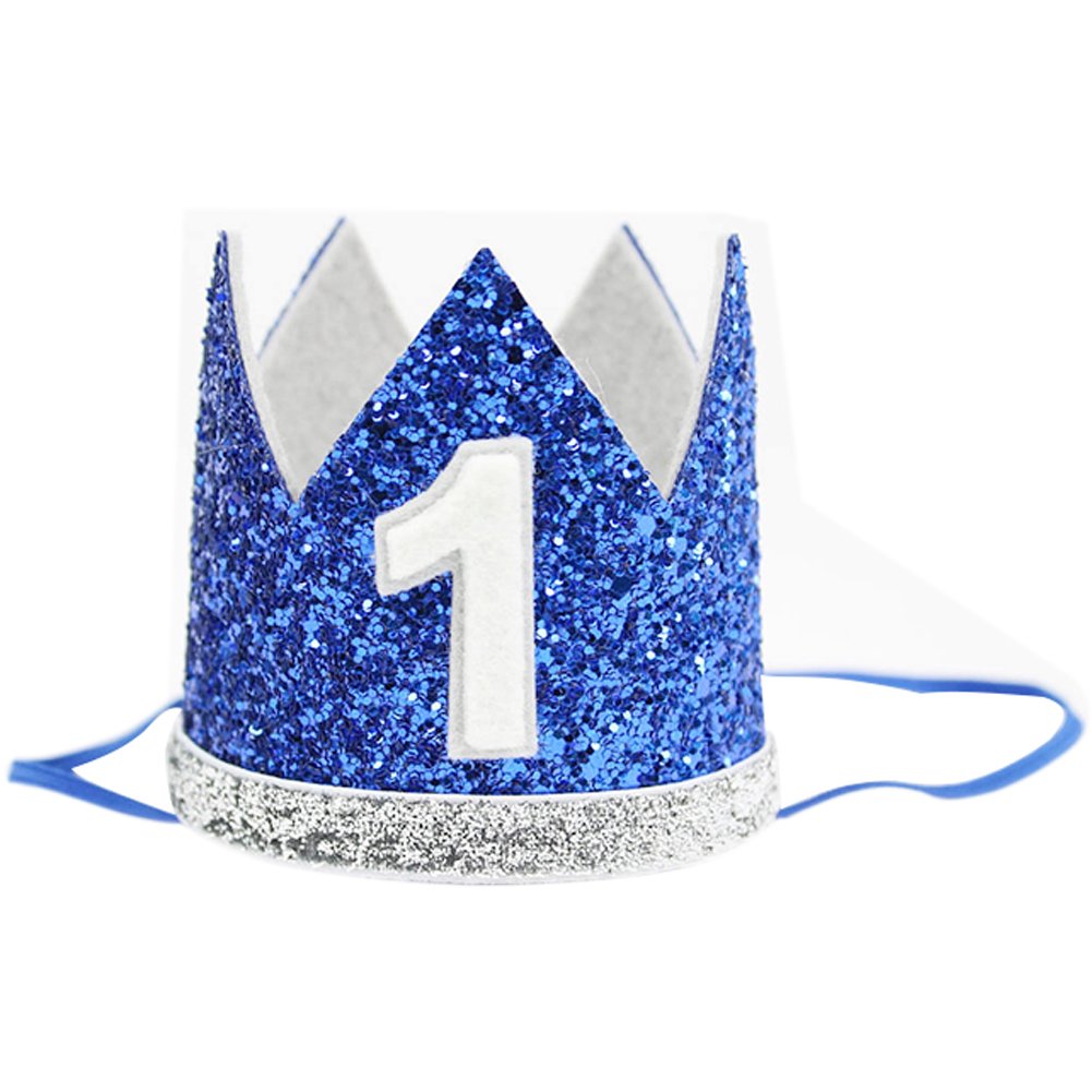 The Golden Swallow 1st Baby Boy Birthday Crown Headband Prince Party Hat Hairband Photo Prop, Blue 1st, 1st
