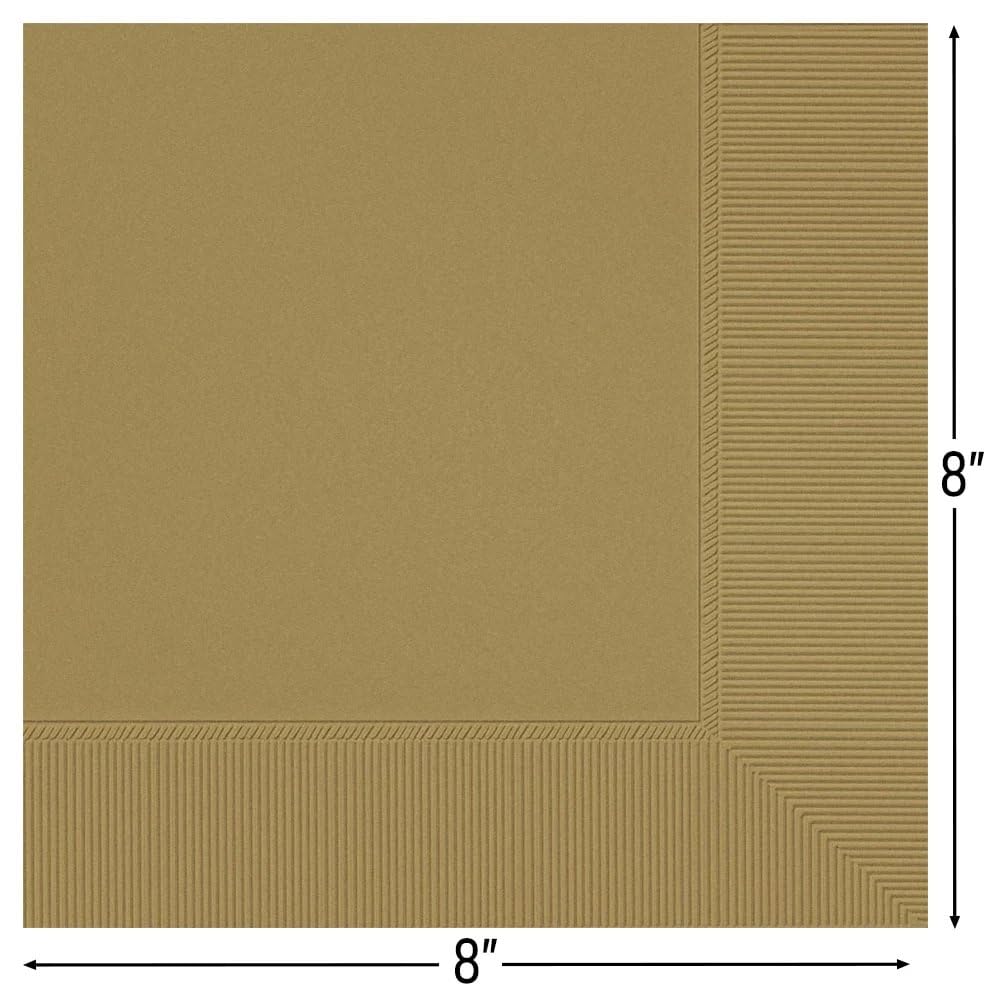 Gold 2-Ply Dinner Napkins - 8" (Pack Of 40) - Vibrant & Durable Paper For Parties, Events & Everyday Use
