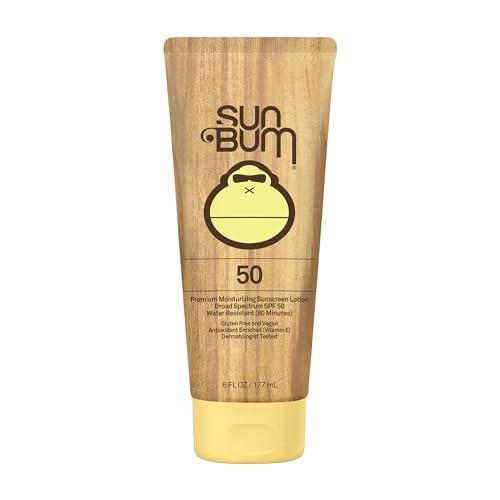 Sun Bum Original Moisturizing Sunscreen SPF 50 Lotion|Reef Friendly Broad Spectrum UVA/UVB Protection|Water Resistant & Non-Greasy Protection,Hypoallergenic,Paraben Free,Gluten Free|SPF 50 6ozTube
