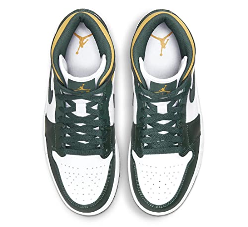 Nike Men's Air Jordan 1 Mid Shoes, Noble Green/Pollen-white, 12