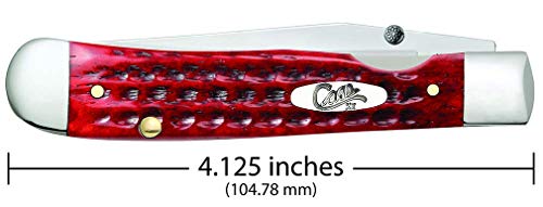 CASE XX WR Pocket Knife Kickstart Trapperlock A/O Pocket Worn Old Red Bn W/Pkt Clip Item #10306 - (6154Ac SS) - Length Closed: 4 1/8 Inches