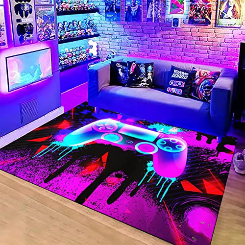 Large Game Area Rugs 3D Gamer Carpet Decor Game Printed Living Room Mat Bedroom Controller Player Boys Gifts Home Non-Slip Crystal Floor Polyester Mat 19.7x31.5inch