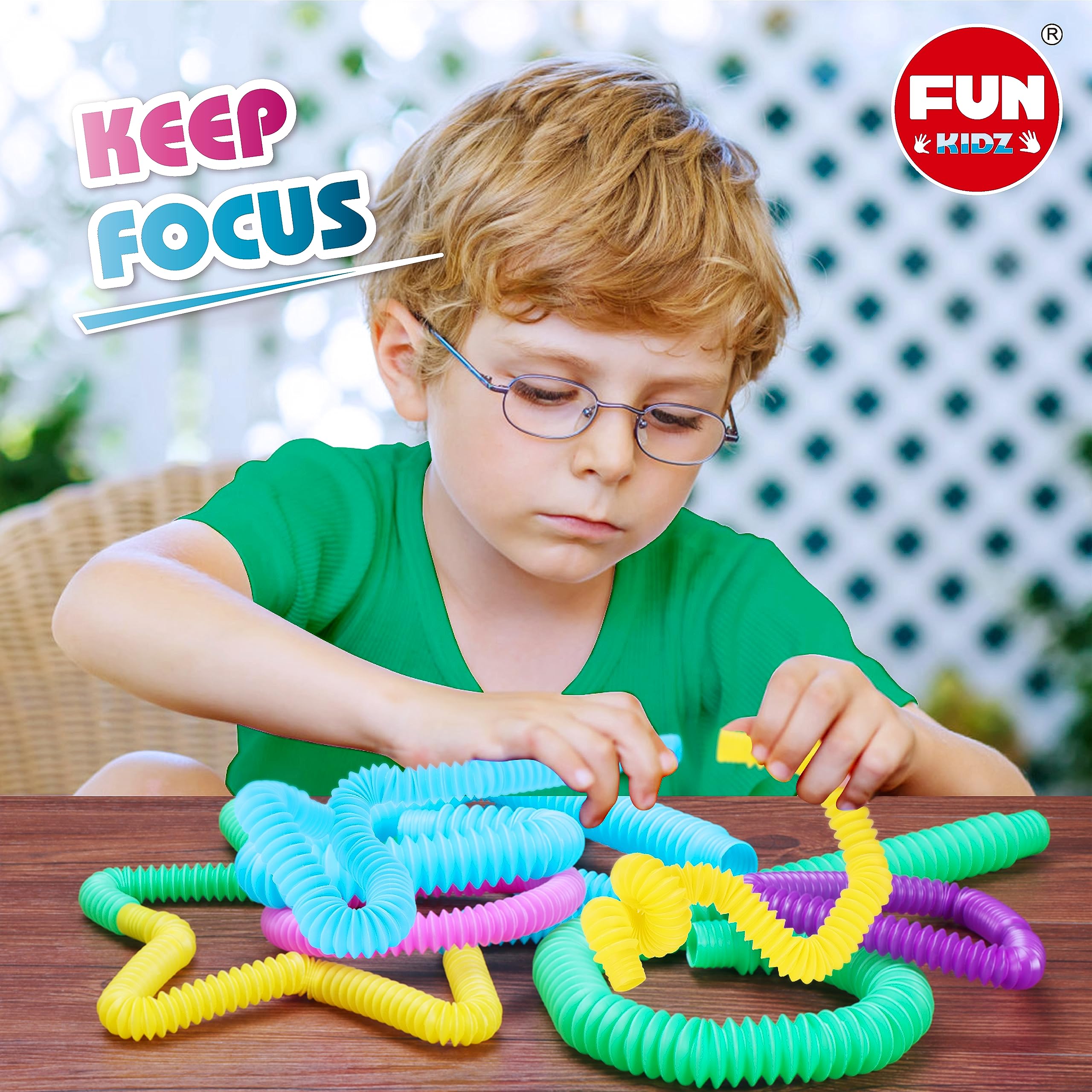 Jumbo & Mini Pop Tubes Toddler Fidget Toys, FunKidz 21Pack Expandable Stretchy Pipe Sensory Tubes, Stocking Stuffers for Kids Learning Gifts Playing Fun for All Ages