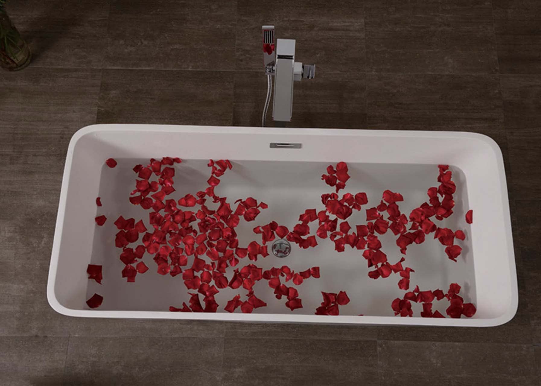 Dowell 076 59" Luxury Contemorary Stone Resin FREE STANDING Bathtub White Modern
