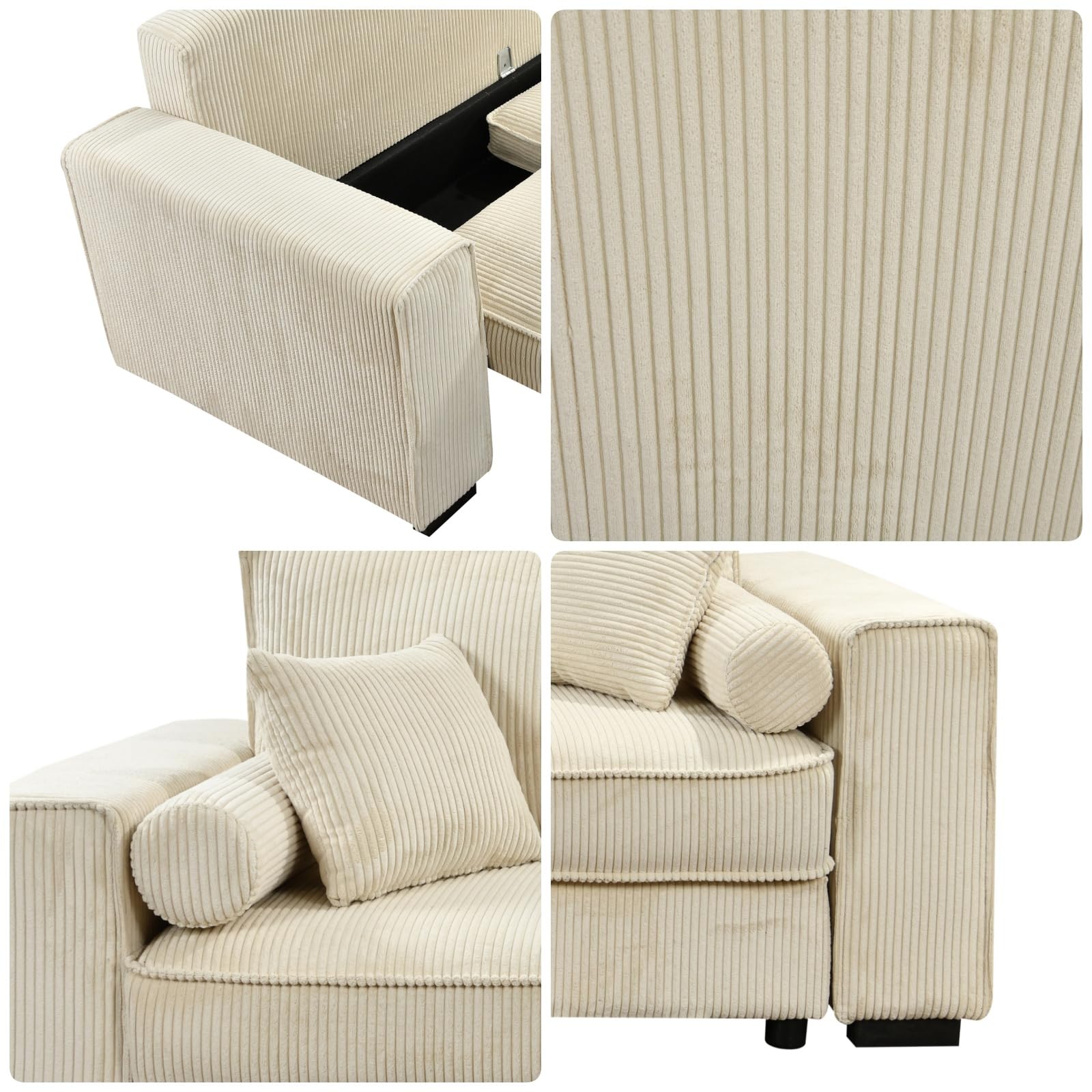 ChicFurnit Sofa Bed,3 in 1 Convertible Sleeper Loveseat with Pull Out Bed,78'' Upholstered Reclining Futon Couch Bed with Adjustable Backrest and Square Arms for Living Room,Bedroom,Beige