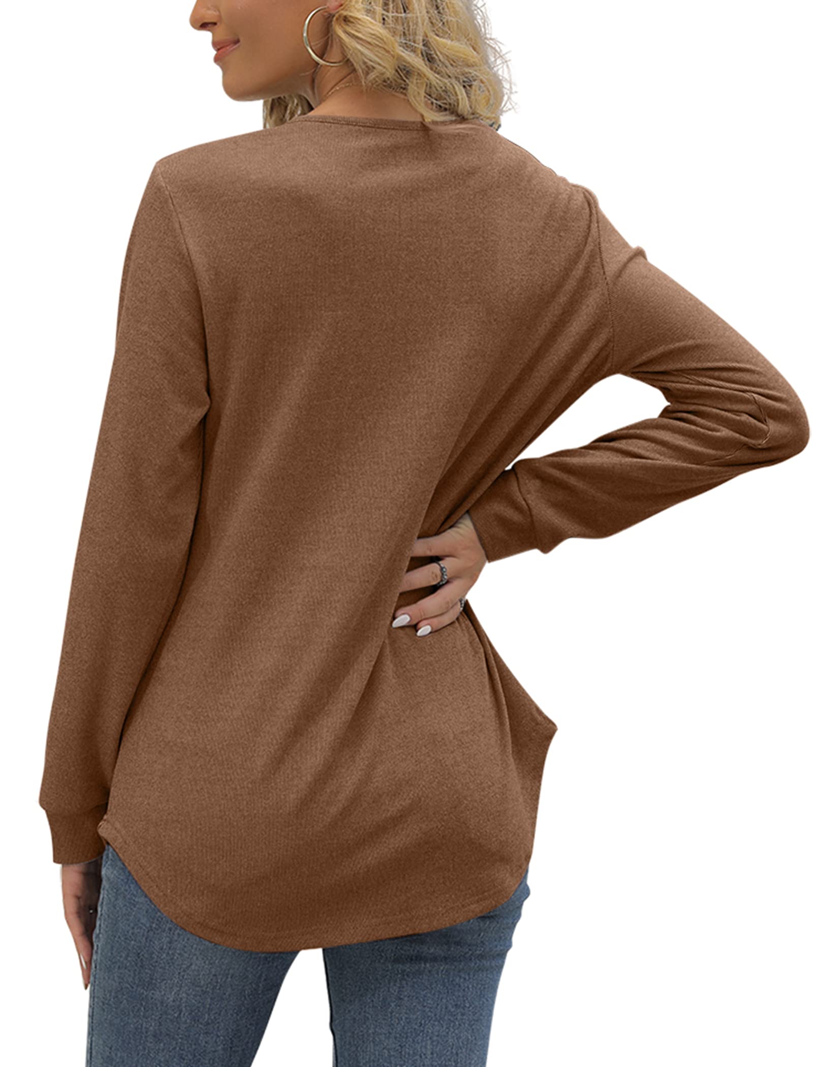 Aokosor Fall Clothes for Women 2023 Long Sleeve Crewneck Tunic Tops Black Winter M