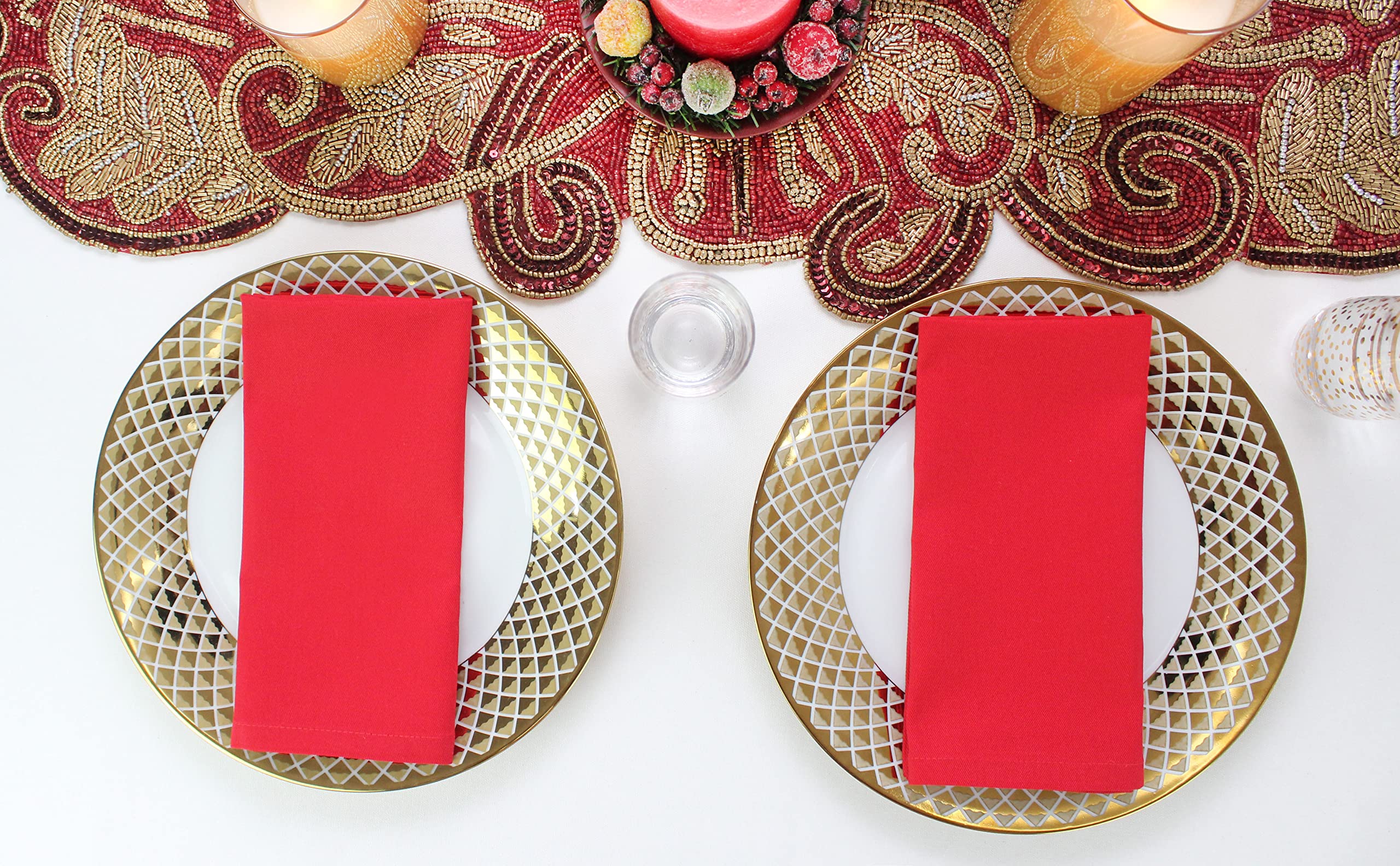COTTON CRAFT Christmas Red Napkins -12 Pack 100% Cotton Dinner Napkins - All Year Xmas Fall Thanksgiving Celebration Party Gift Holiday Table Napkin - Soft Washable Reusable Cloth Napkin -18x18