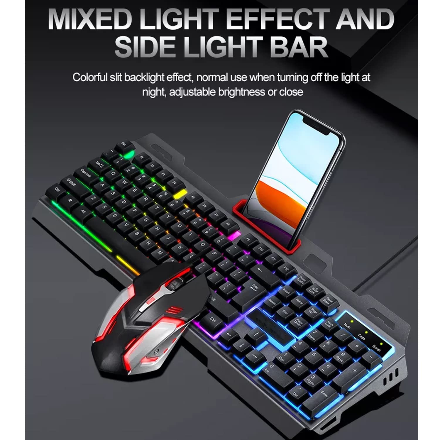 EXHNLE Gaming Keyboard and Mouse Combo, LED Rainbow Backlit Keyboard with 104 Key Computer PC Gaming Keyboard, Full-Sized Keyboard Mouse Combo