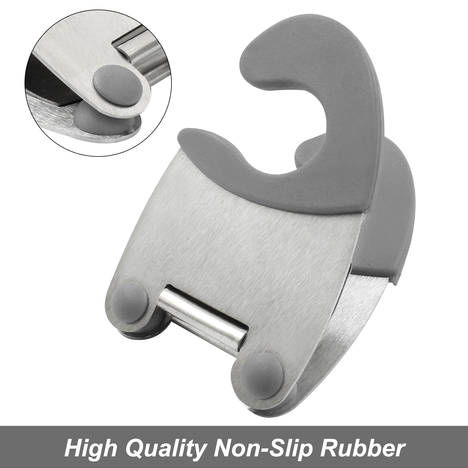 Coufce 2pcs Grey Pot Clip Holder, Stainless Steel Utensil Rest with Plastic Rubber, Pot Spoon Holder for Home Kitchen Restaurant
