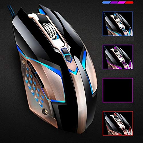 HUFAN T03 USB 3200DPI Four-Speed Adjustable Custom Macro Light Wired Optical E-Sport Gaming Mouse, Length: 1.5m(Black) (Color : White)