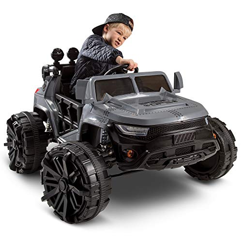 Huffy Bicycle Company Kids Battery-Powered Ride On Car Special Ops w/ Lights, Sounds & MP3 Player, 12V - 17138 , Grey, Large