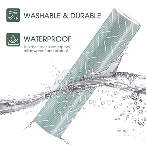 Glotoch Premium Non Slip Shelf Liner, Non Adhesive Drawer Liner, Waterproof Shelf Liners for Kitchen Cabinets, Drawer, Fridge, Wire Shelving, Pantry-12” X 20 FT, Heavy Duty, Green Herringbone