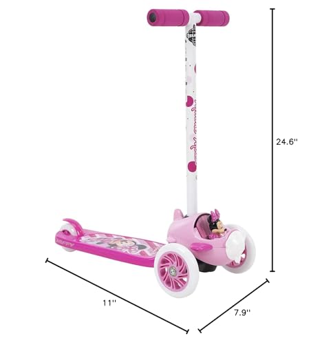 Huffy Disney Minnie Mouse Toddler Scooter, Ideal for Ages 3+, 3 Wheels, Wide Pink Deck with Minnie Mouse Graphics, Easy-Balance Scooter, Durable, Safe and Comfortable