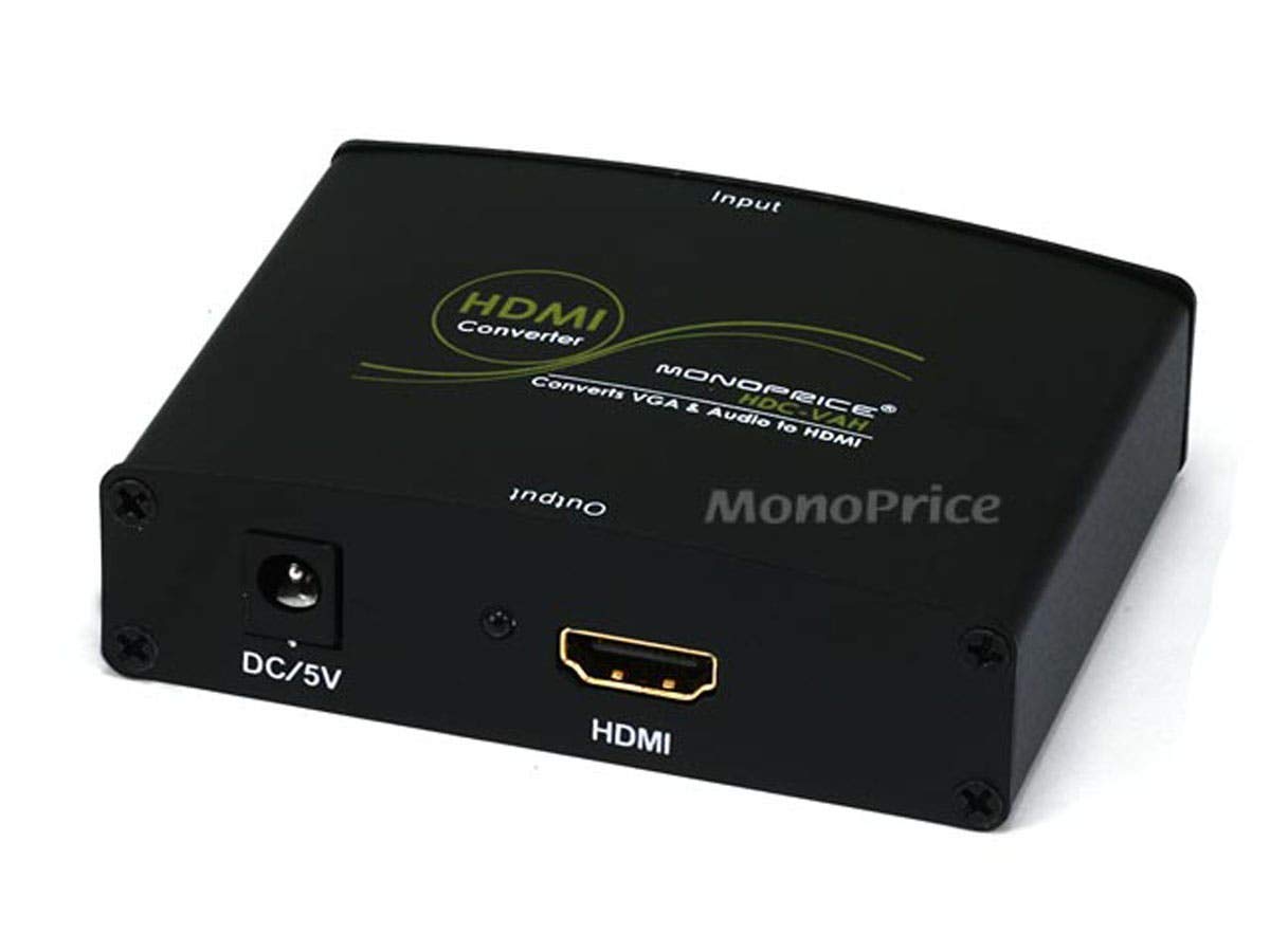Monoprice 104629 VGA and R/L Stereo Audio to HDMI Converter with DC Adapter, Black