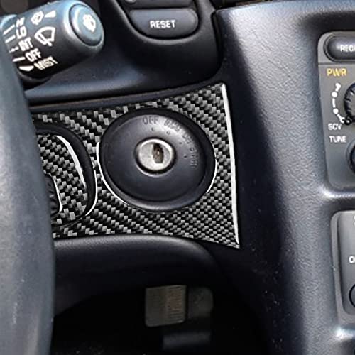 Carbon Fiber Black Panel Frame Decal Cover Trim Compatible with Chevrolet Corvette C5 1998-2004 LHD (Classic, Engine Start Ignition Panel)