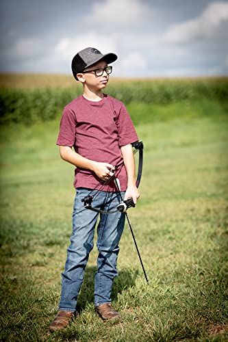 Barnett Centershot Compound Bow, Youth Bow Ages 5-8, 17lbs, with 2 Fiberglass Arrows, Hip Quiver, Mossy Oak Bottomland