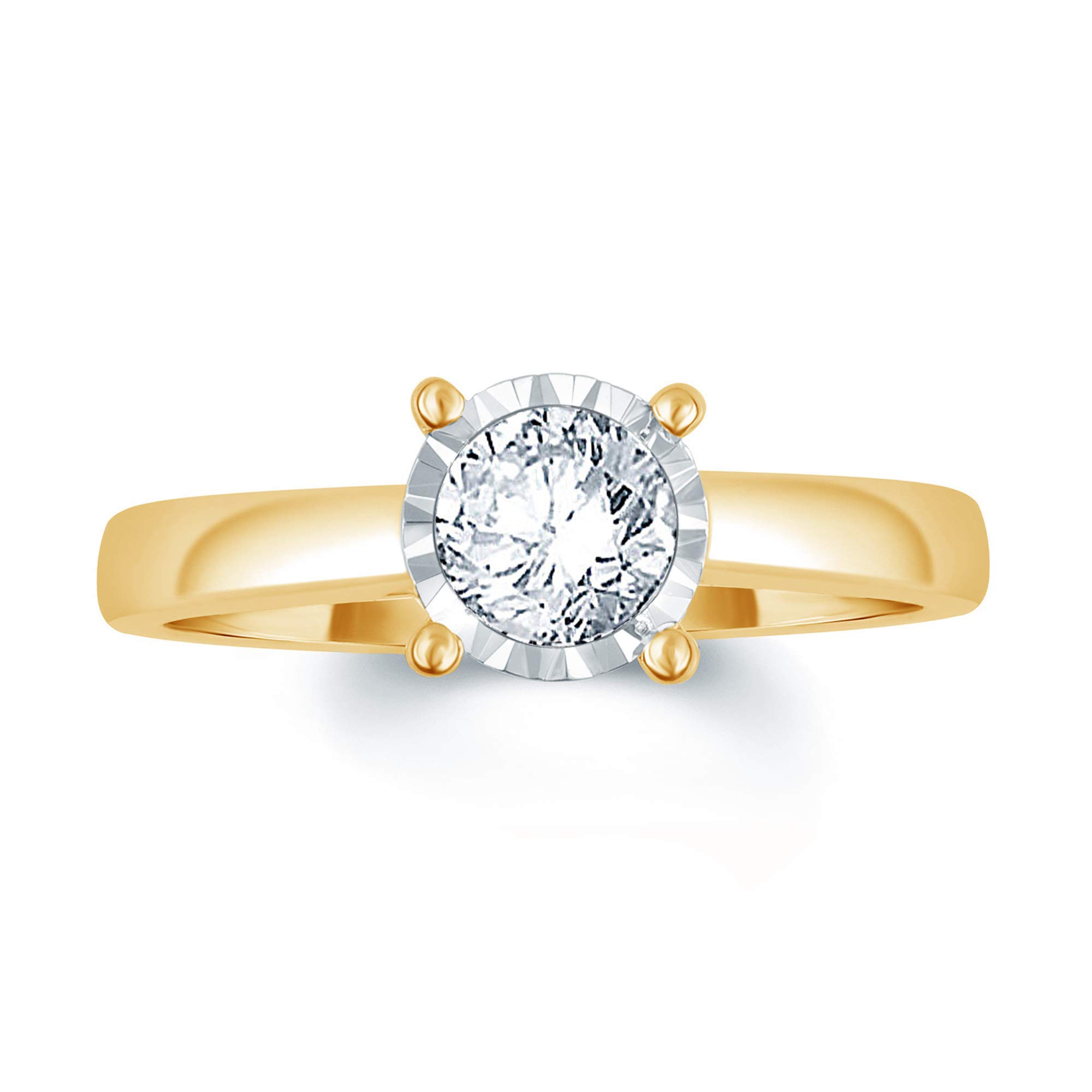 Beyond Brilliance 1.00 Carat Diamond,Prong set Engagement Ring In 14K Yellow Gold. (I-J, I2-I3) Natural Diamond Engagement Ring For Women, Gift Box Included