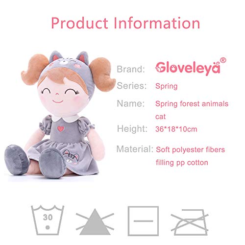 Gloveleya Baby Doll Girl Gifts Soft Plush Kitty Cat Dolls Girls Toy 14" with Gift Box