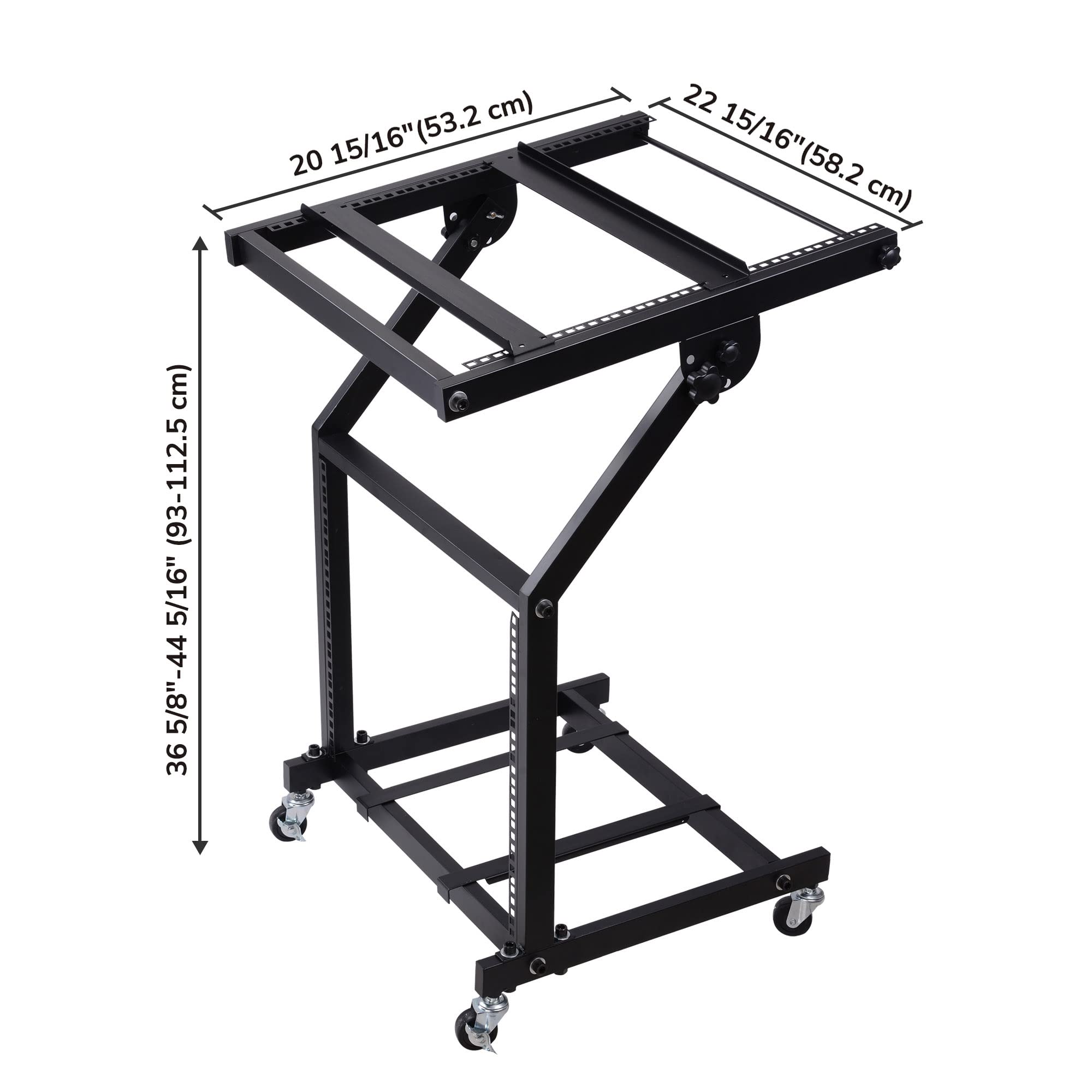 AW Adjustable Rack Mount Studio Equipment Rolling DJ Mixer Stand Stage Cart Music Party Show 12U