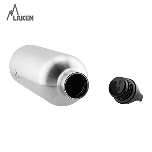Laken Thermo Futura Vacuum Insulated Stainless Steel Water Bottle Narrow Mouth, 25 Ounce, Plain / Silver