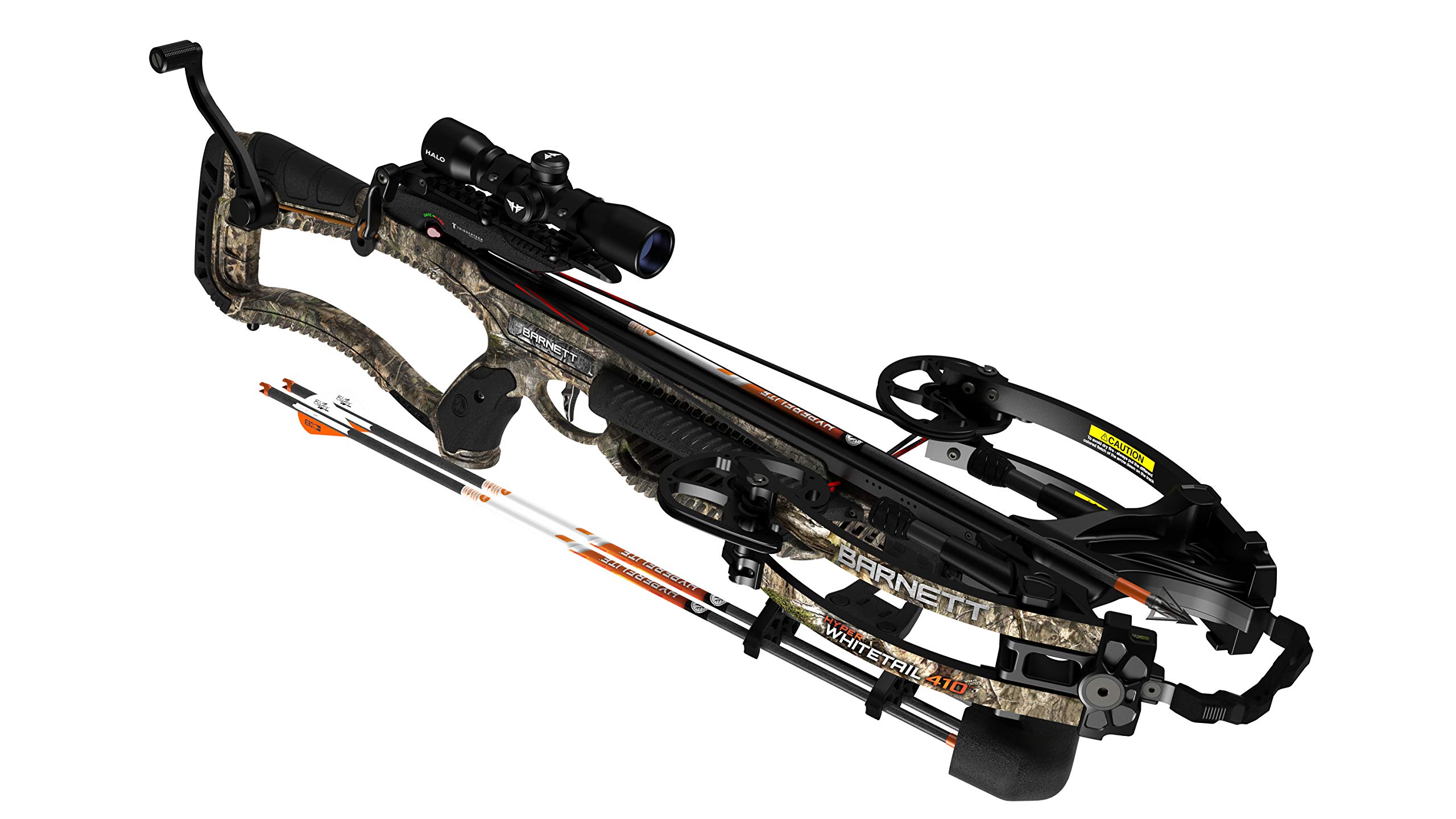 Barnett CROSSBOWS Hyper Whitetail 410 Crossbow Package with Illuminated Scope, Quiver, Two 22" Hyperflite Arrows, Mossy Oak Terra Bayou