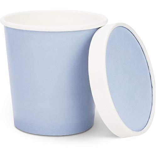 Glowcoast Ice Cream Containers With Lids - 16 oz Pint Disposable Ice Cream Storage Container for Homemade Icecream. Freezer-Safe Paper Tub with Lid Protect Frozen Desserts like Yoghurt (Blue, 25)